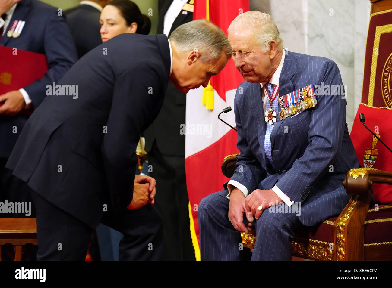 Ottawa, Canada. 27th May, 2025. Prime Minister Mark Carney speaks with ...