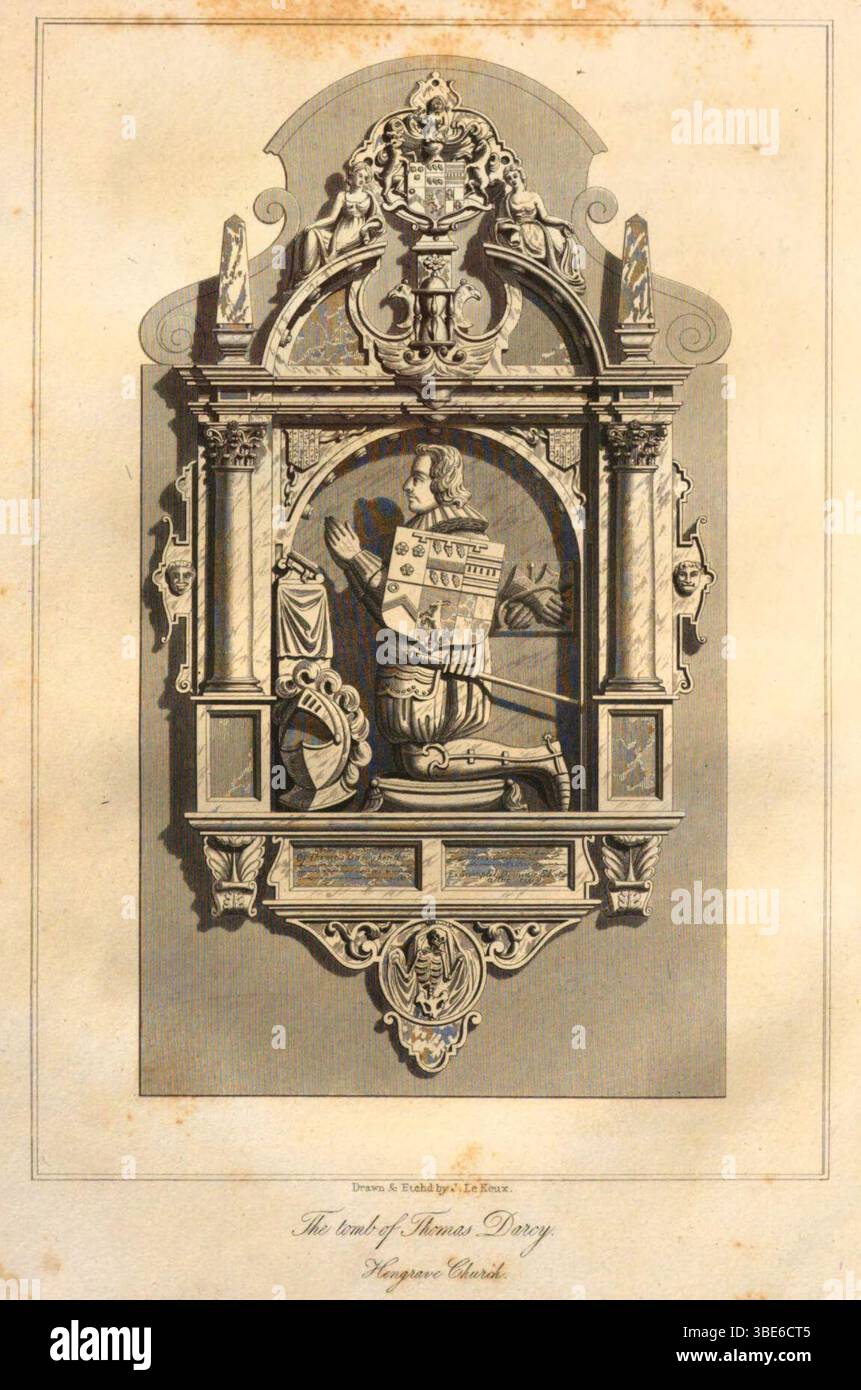 John Le Keux (1822) Tomb of Thomas Darcy, Hengrave Church Stock Photo ...