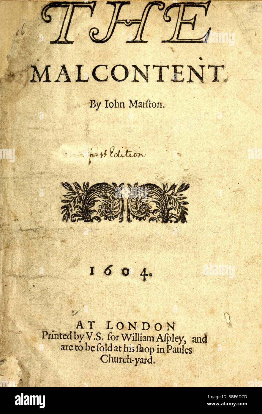 John Marston, The Malcontent (1604 Stock Photo - Alamy