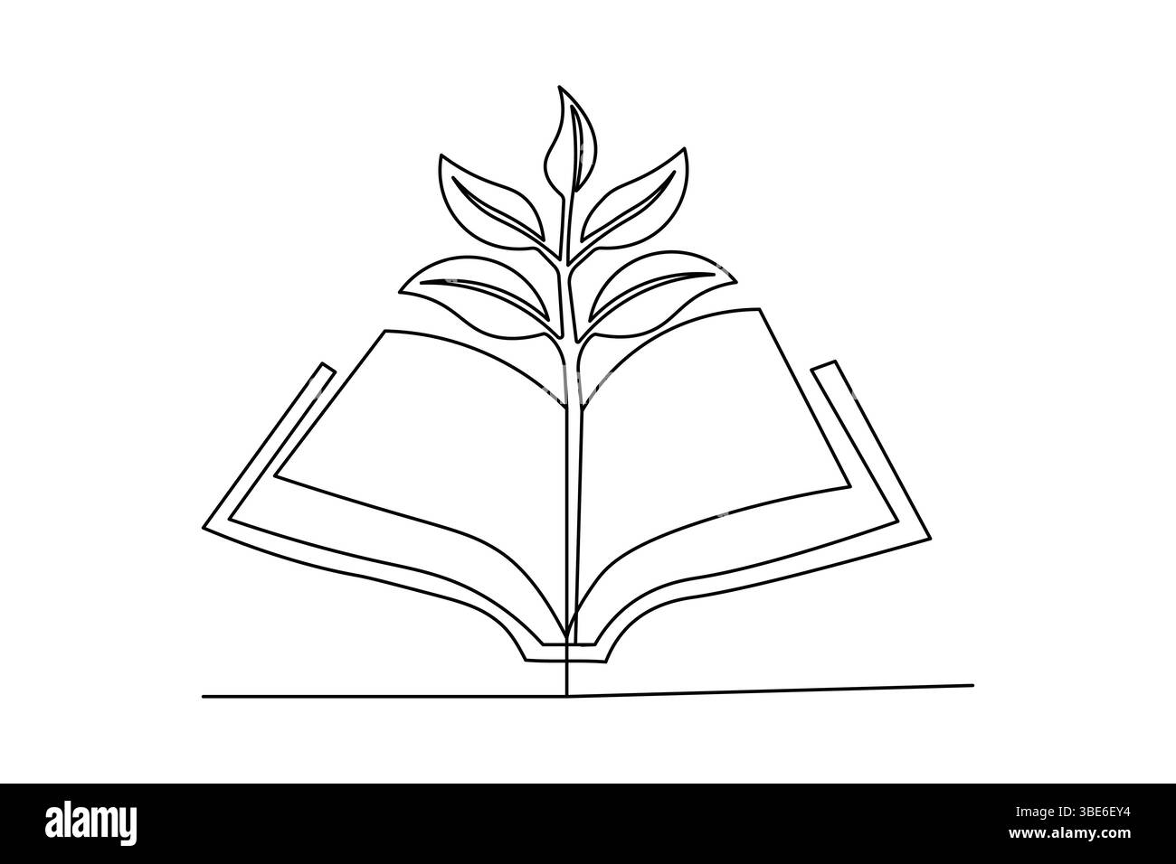 Book single line drawing of an open book on a white background Stock ...