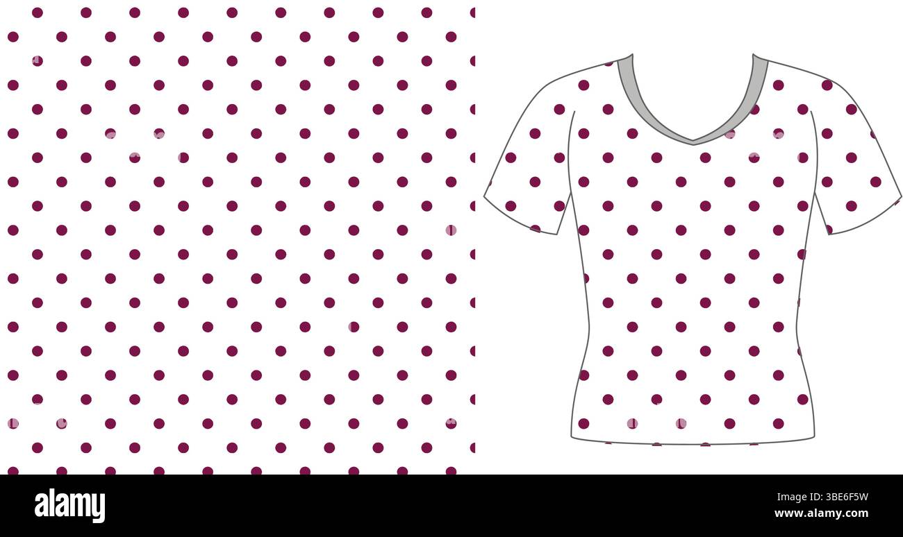 Polka dot t shirt design template maroon and white small dots Stock ...