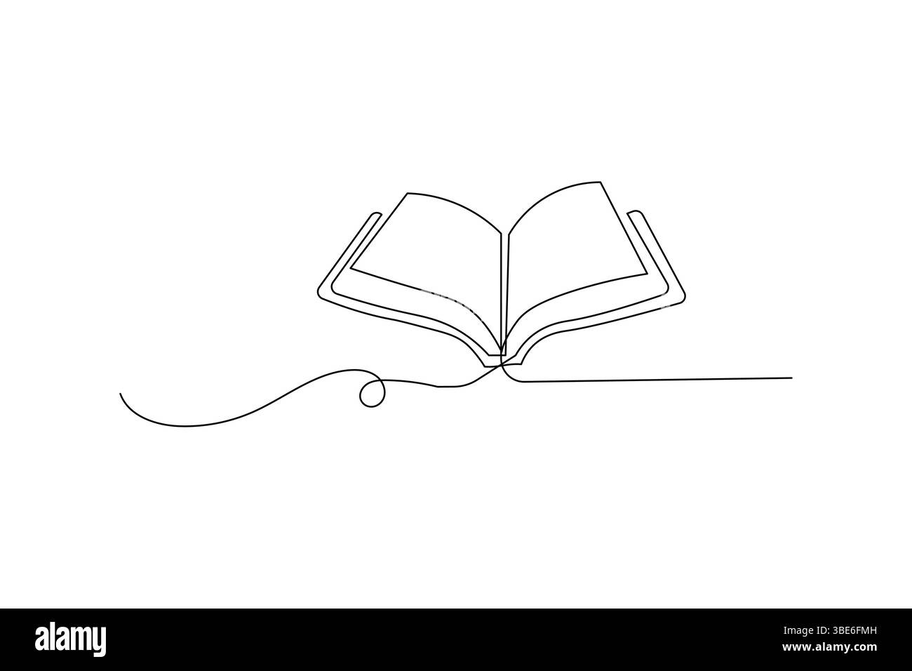 Book single line drawing of an open book on a white background Stock ...