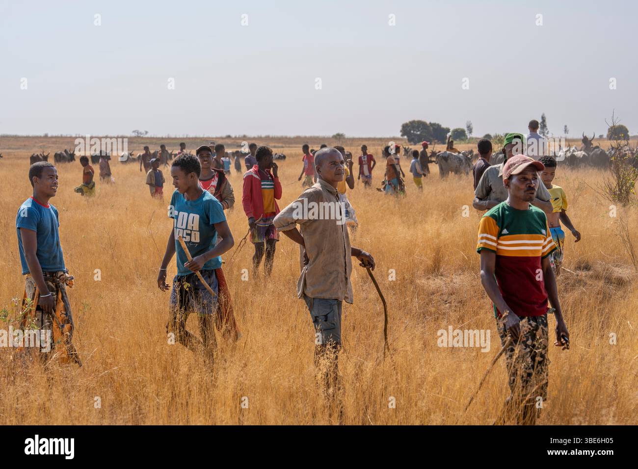 Young Bara men in Fianarantsoa, Madagascar, participating in the ...