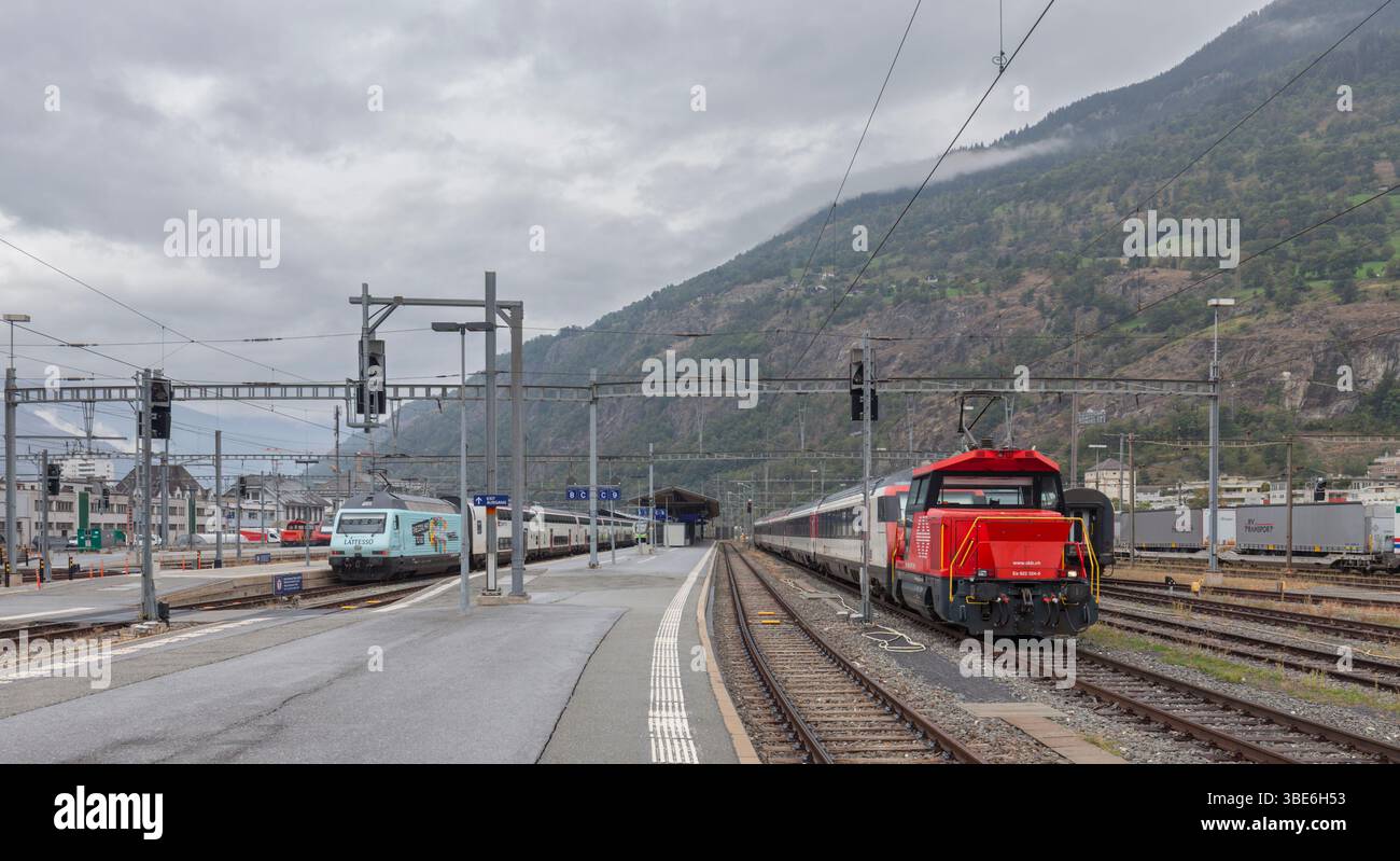 SBB (Swiss Railways) class 922 electric shunting locomotive at Brig ...