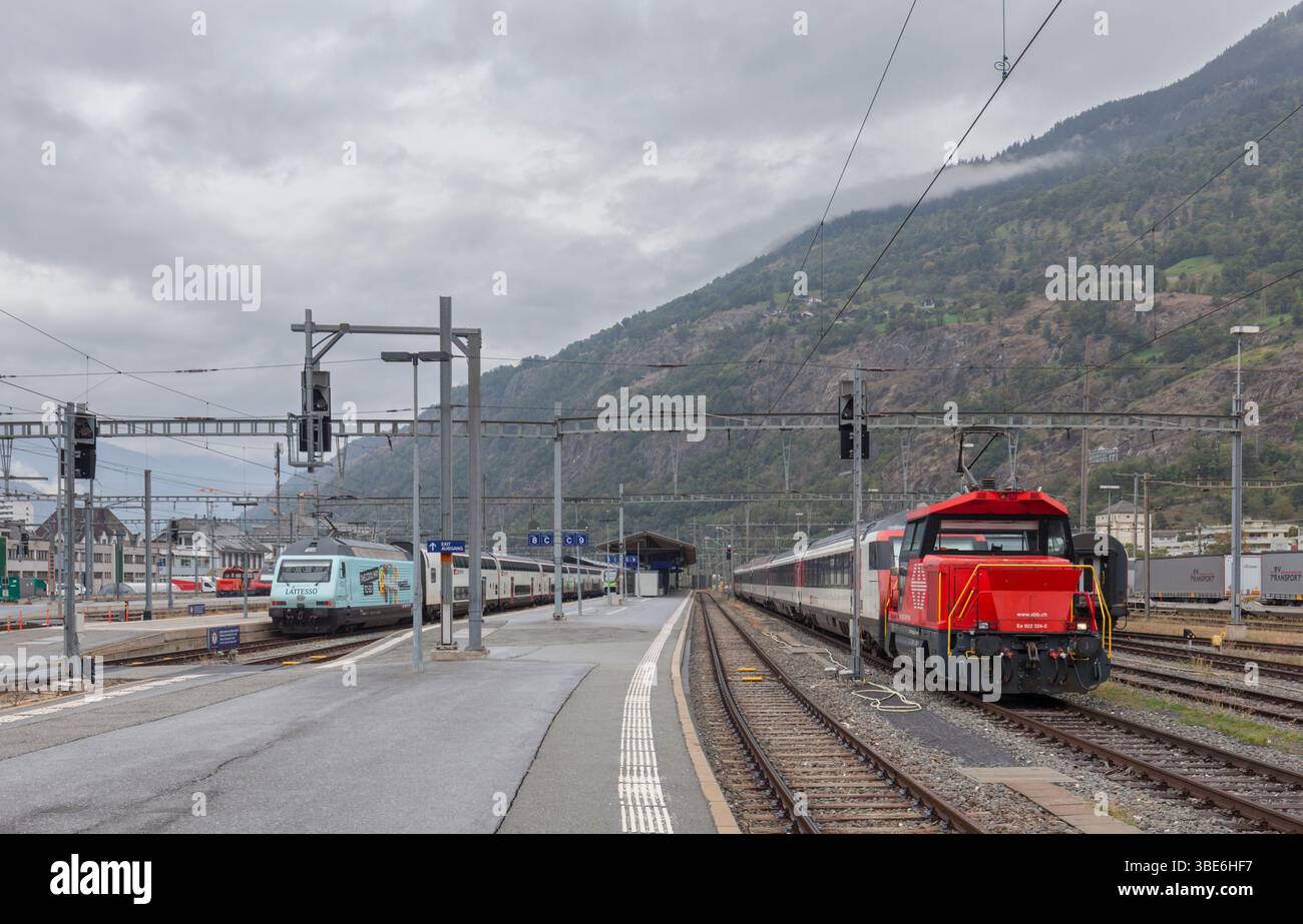 SBB (Swiss Railways) class 922 electric shunting locomotive at Brig ...