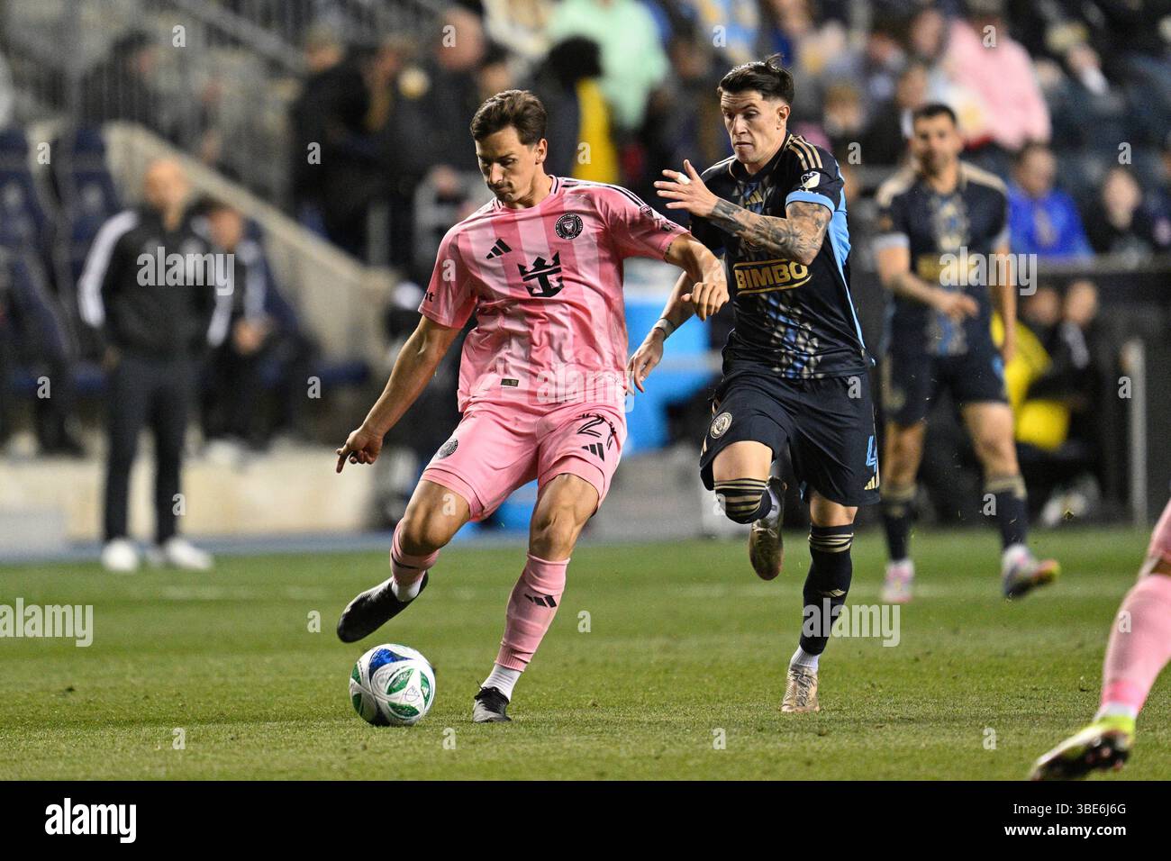 CHESTER, PA - MAY 24: Inter Miami forward Tadeo Allende #21 passes the ...