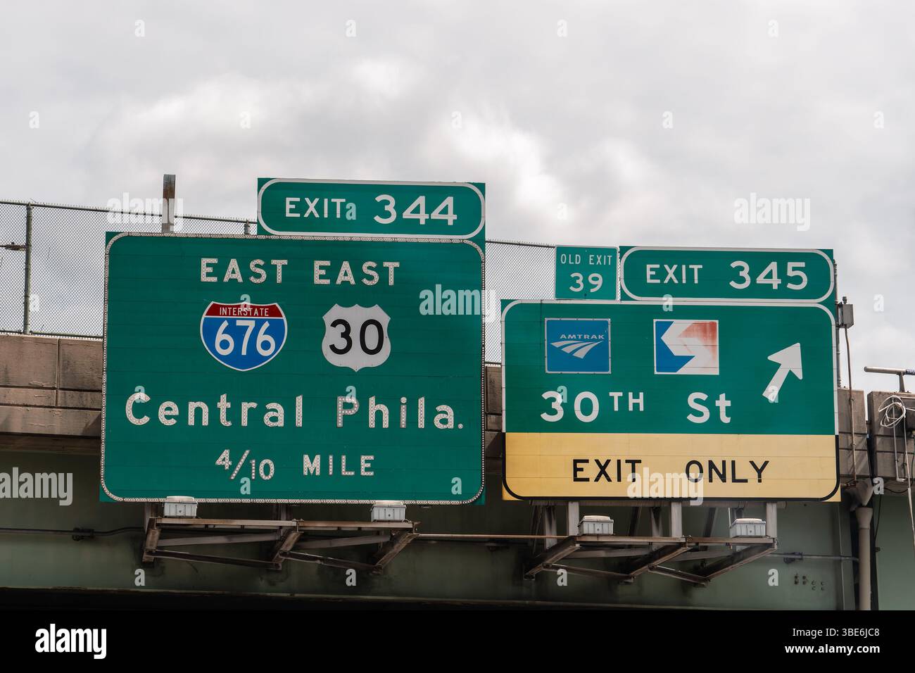 Philadelphia, PA - May 24, 2025: Schuylkill Expressway (I-76) signs for ...