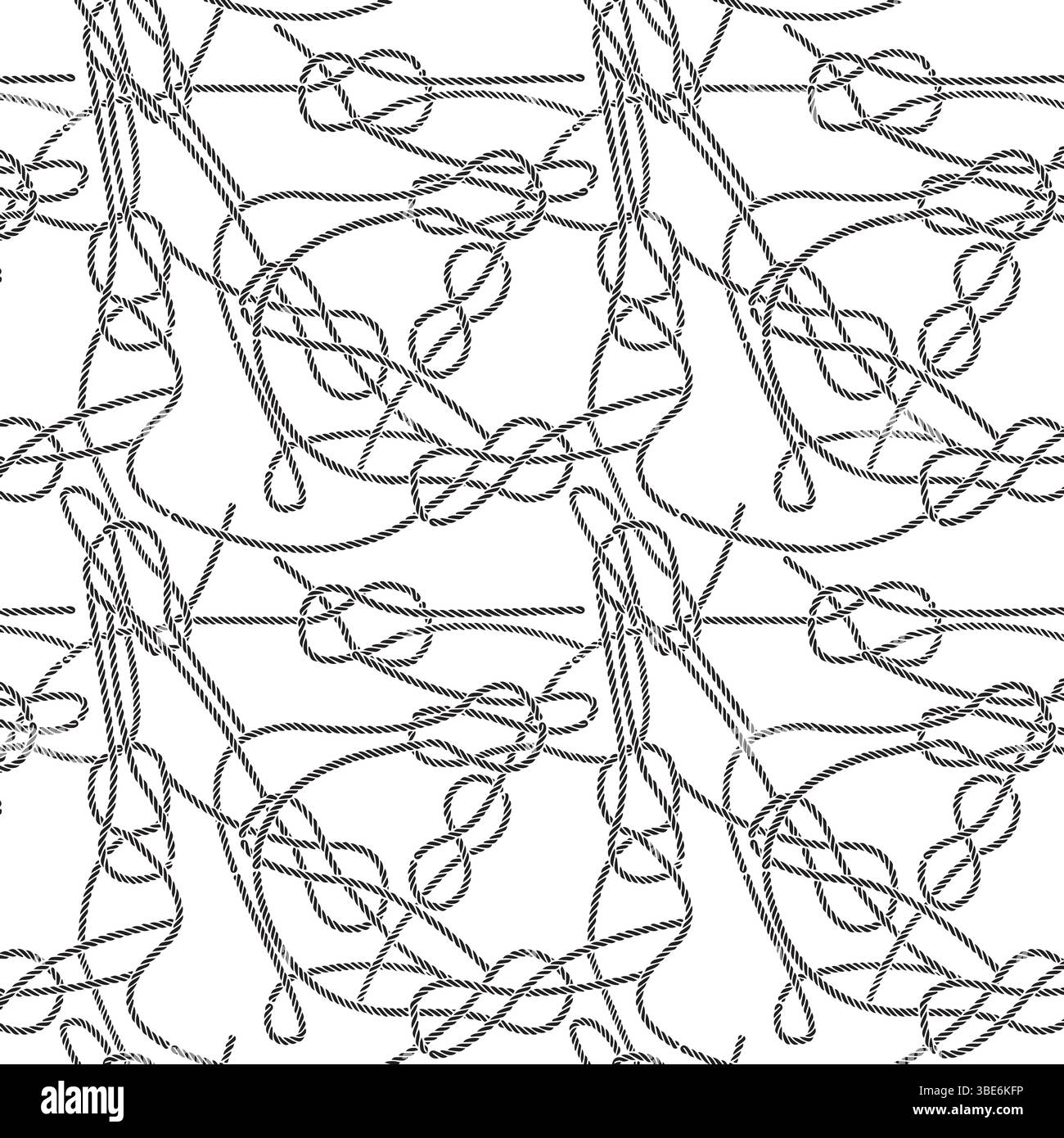 Abstract seamless pattern of intertwined knots and lines in gray on white background Stock ...