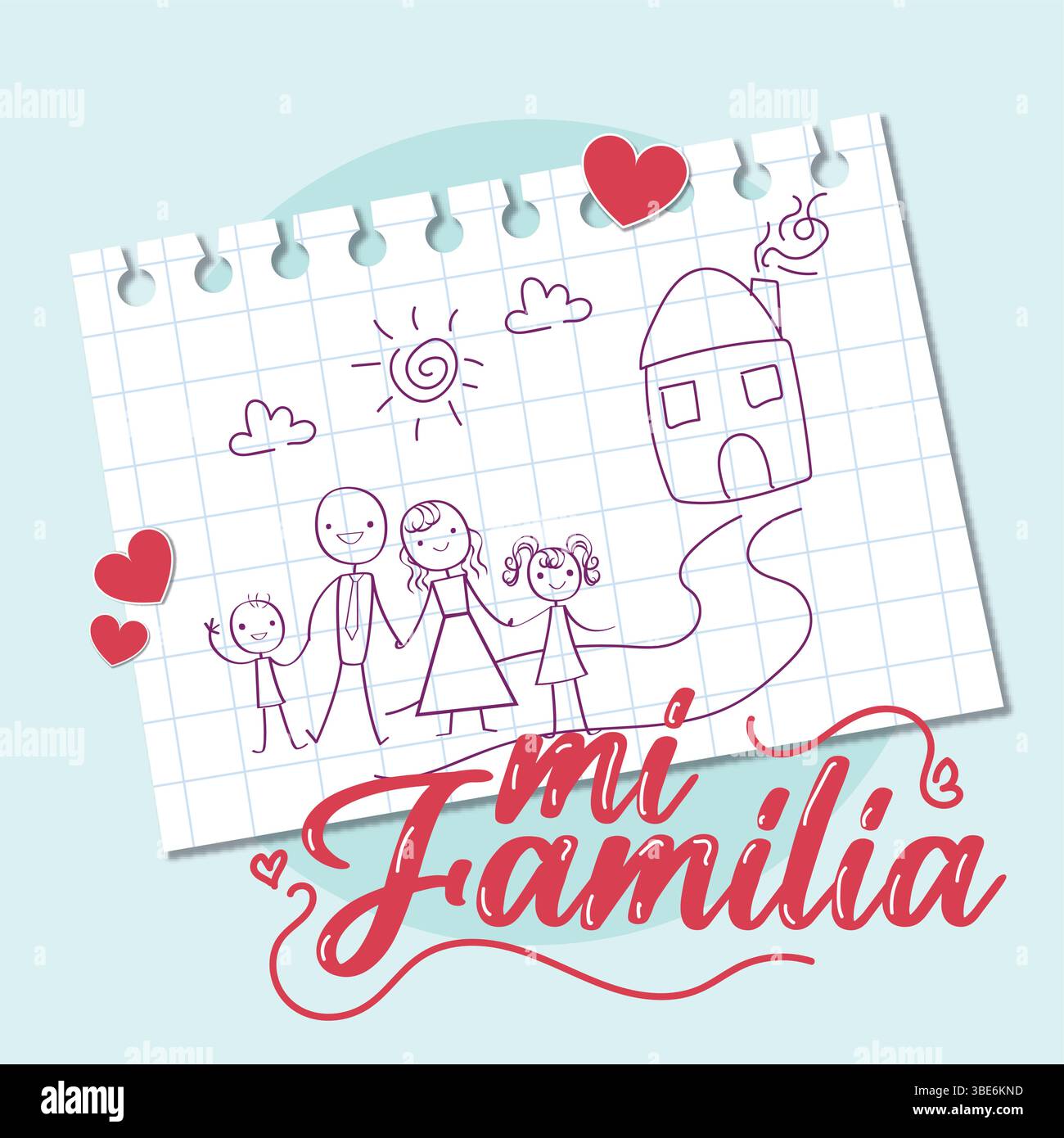 Family home drawing. Vector Stock Vector Image & Art - Alamy