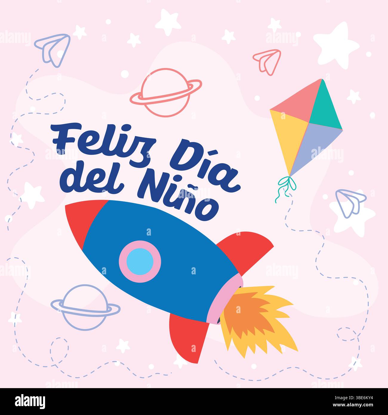 Cartoon flying rocket planets hi-res stock photography and images - Alamy