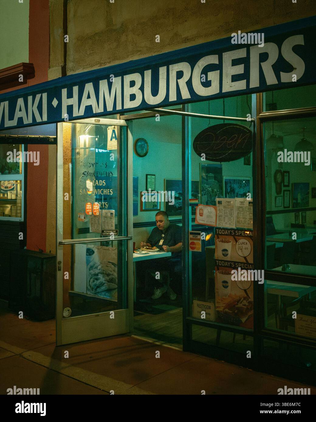 Alexis Greek Cafe at night in Hillcrest, San Diego, California Stock ...