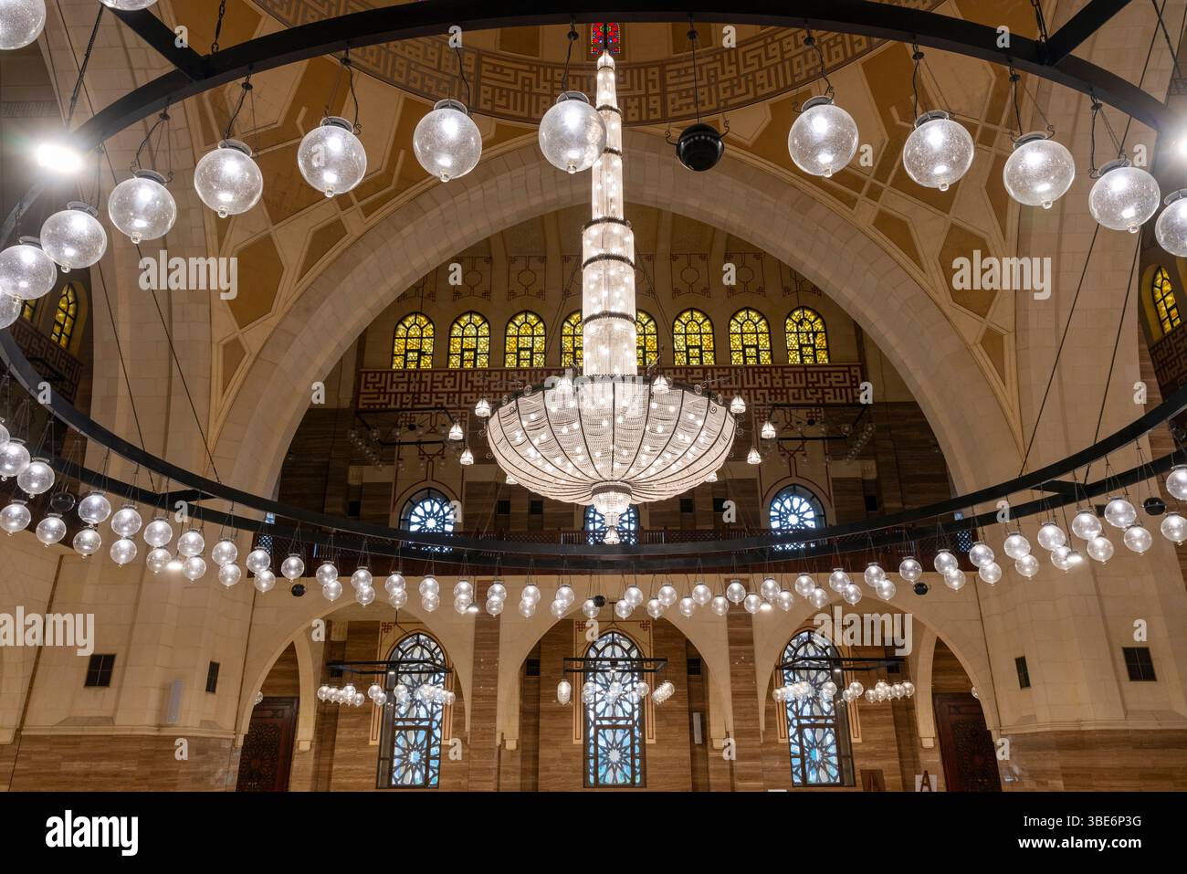 Magnificent interior of Al Fateh Grand Mosque in Manama features ornate ...