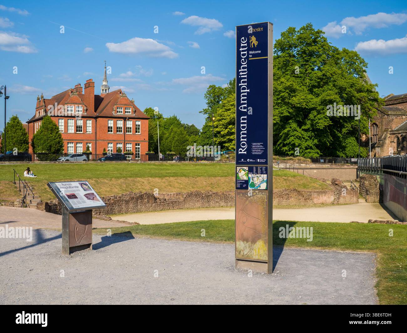 Relaxing at the, Roman Amphitheatre, Chester, Cheshire, England, UK, GB ...