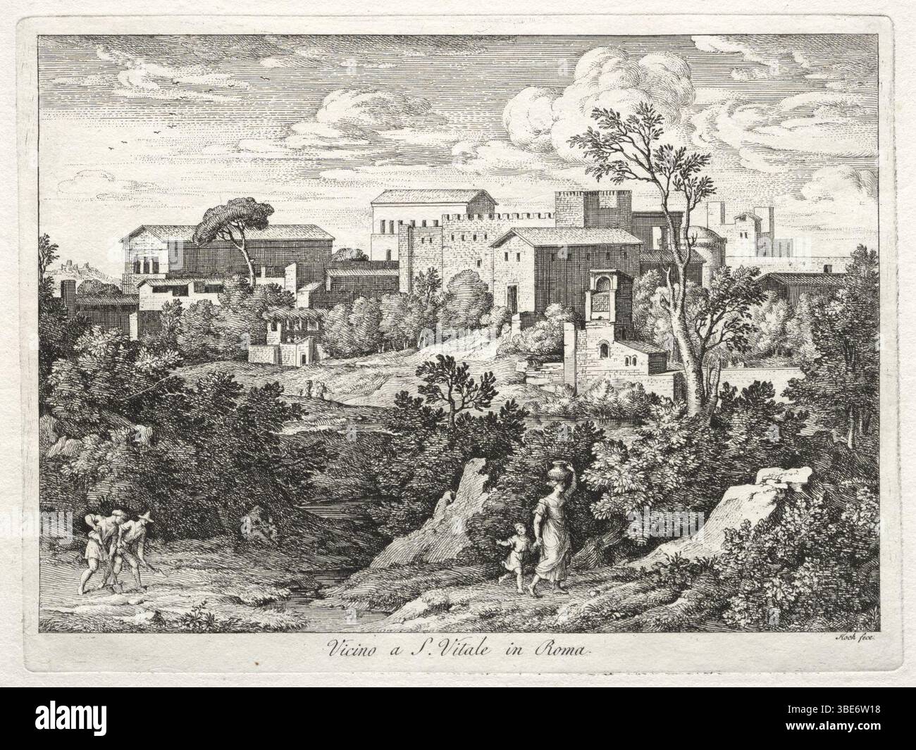 Joseph Anton Koch (Austrian, 1768-1839) - View of San Vitale, Rome ...