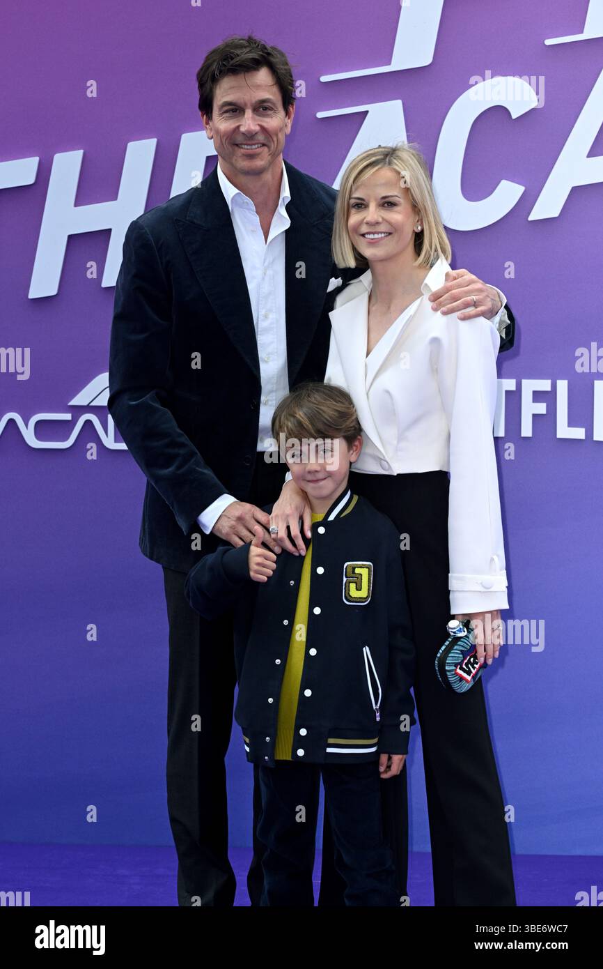London, UK. May 27th, 2025. Toto Wolff, Jack Wolff and Susie Wolff ...