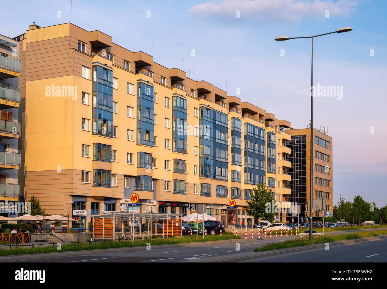 Warsaw, Poland - July 11, 2021: Modern residential buildings aside ...