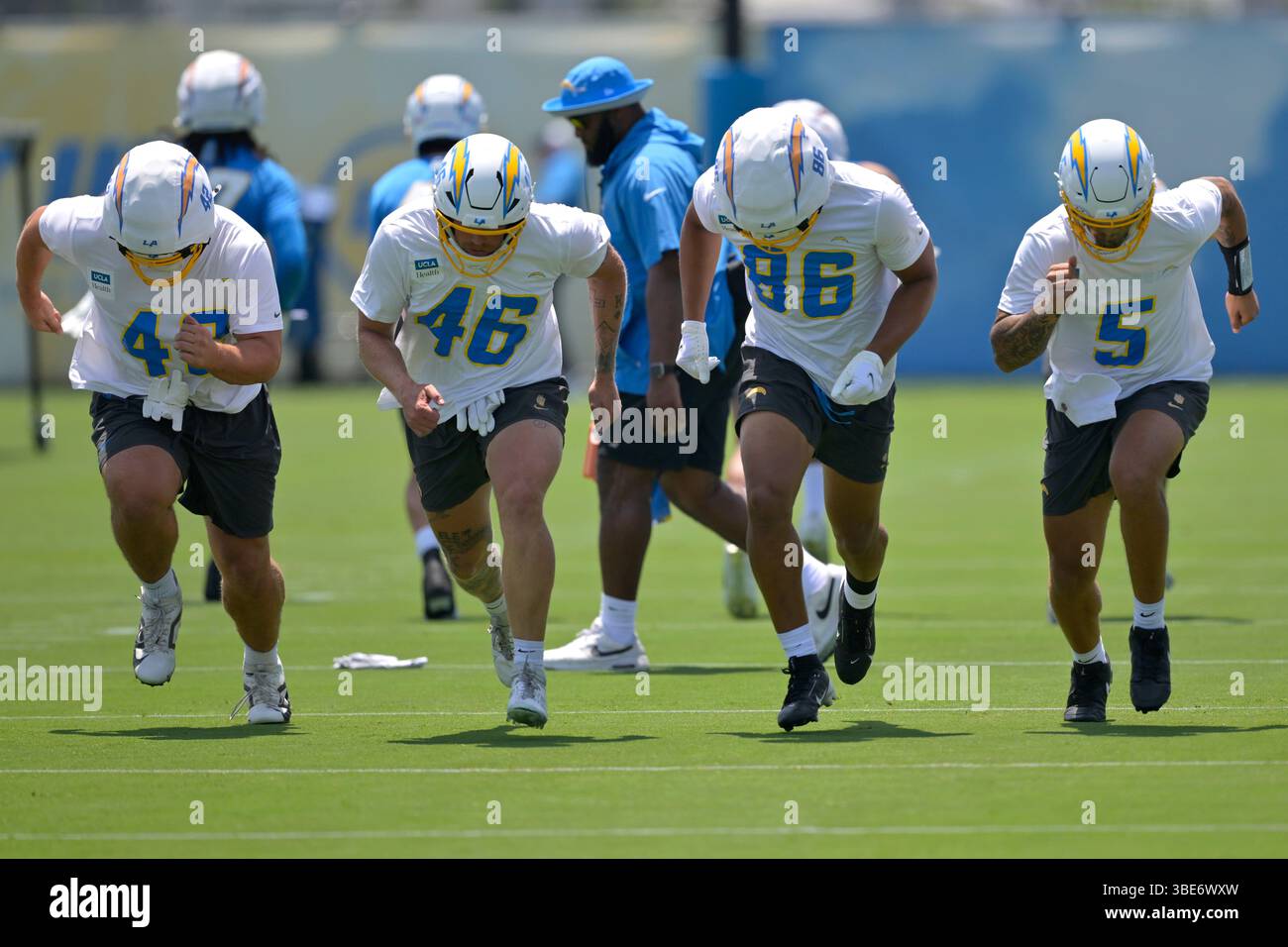 Los Angeles Chargers tight ends, from left, Tucker Fisk, McCallan ...