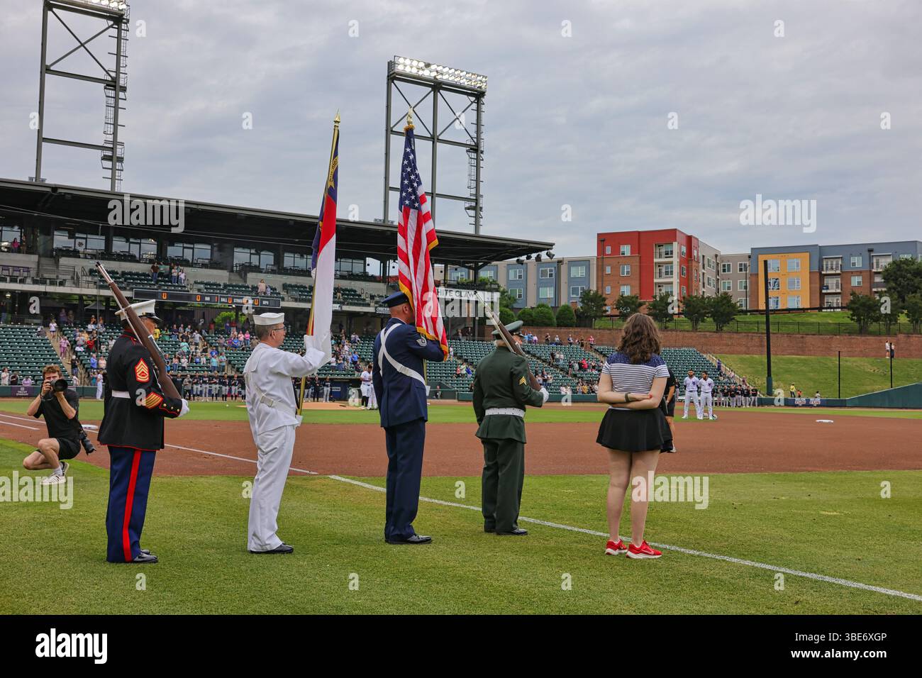 Winston-Salem, NC: The colors are presented by veterans prior to an ...
