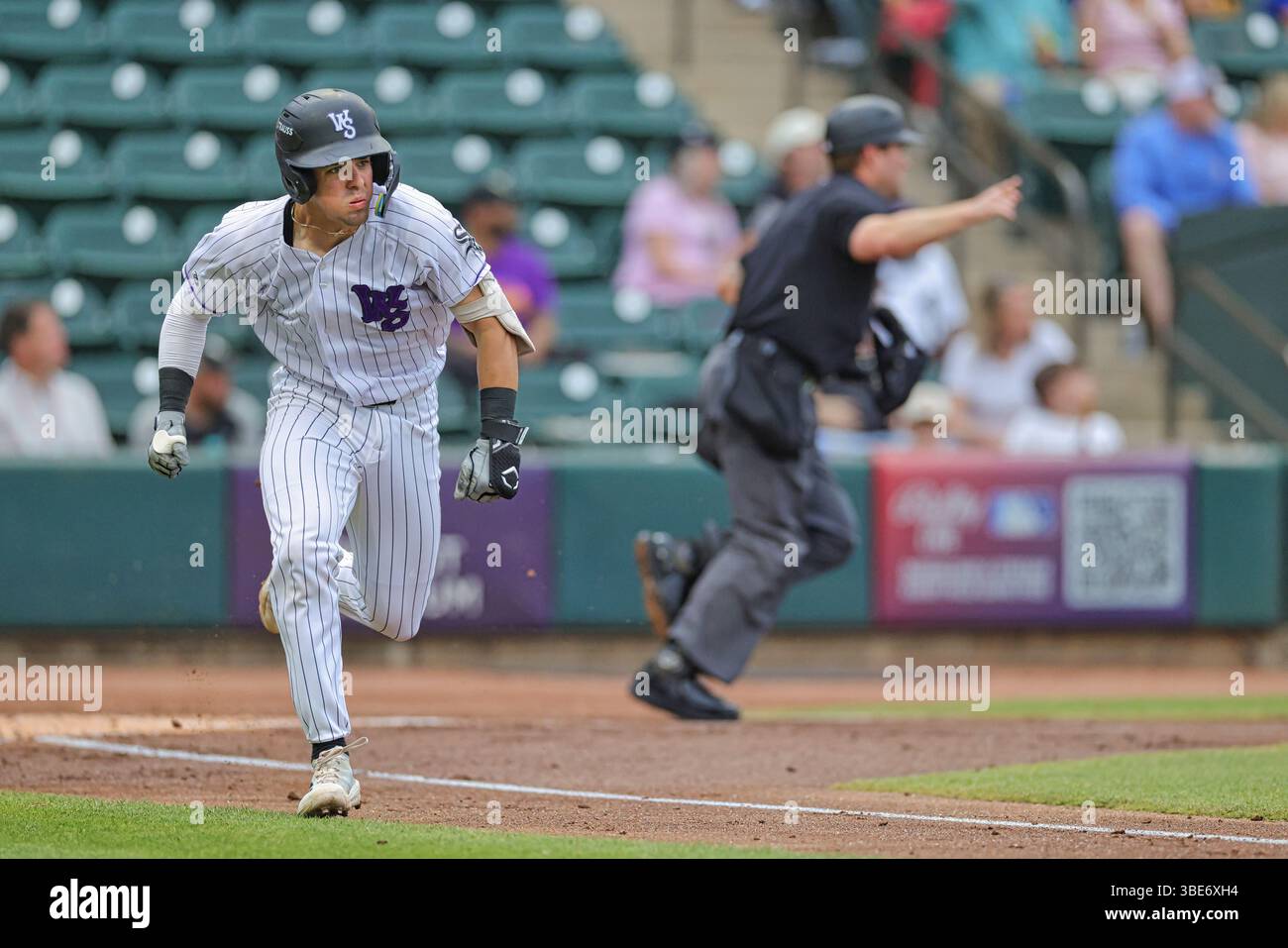 Winston-Salem, NC: Winston-Salem Dash catcher Weston Eberly (3) runs to ...