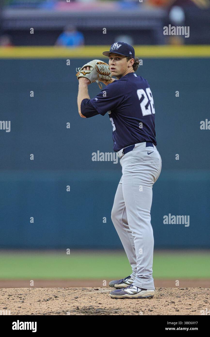 Winston-Salem, NC: Hudson Valley Renegades pitcher Hayden Merda (28 ...