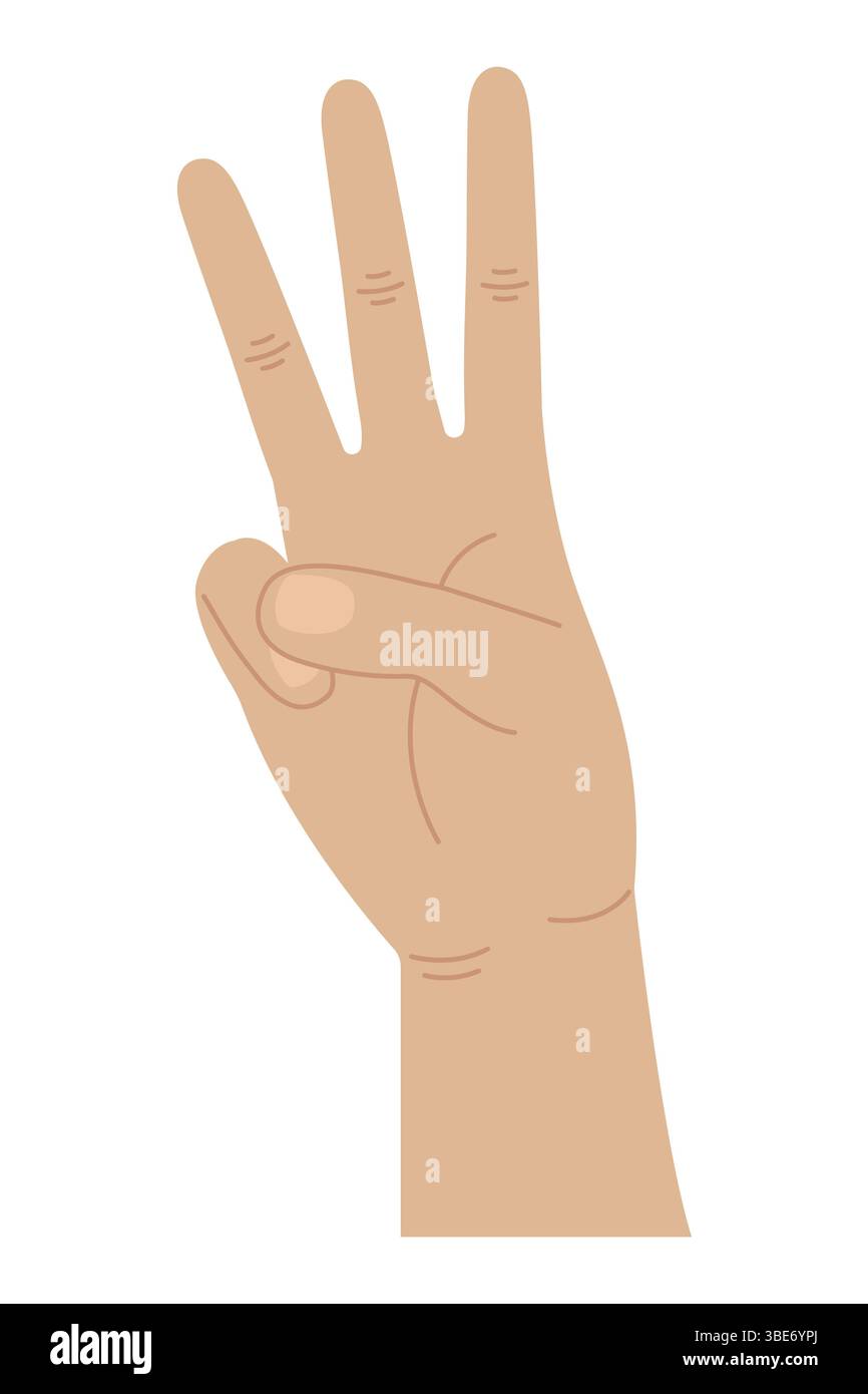 Hand gestures. Counting fingers. Three fingers. Vector illustration Stock Vector Image & Art - Alamy