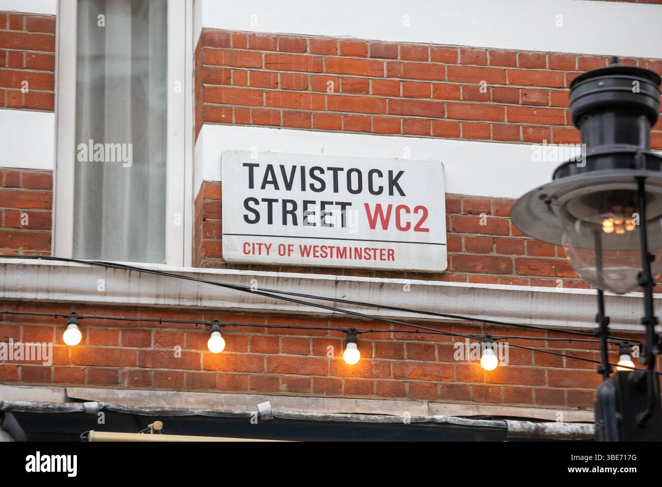 Street sign for Tavistock Street WC2 in the City of Westminster, London ...