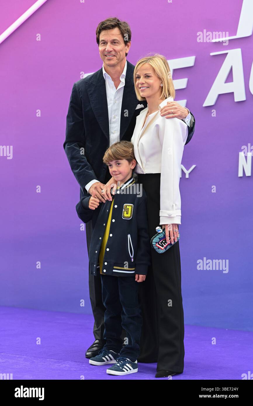 LONDON, UK. 27th May, 2025. Toto Wolff, Susie Wolff, Jack Wolff at F1 ...