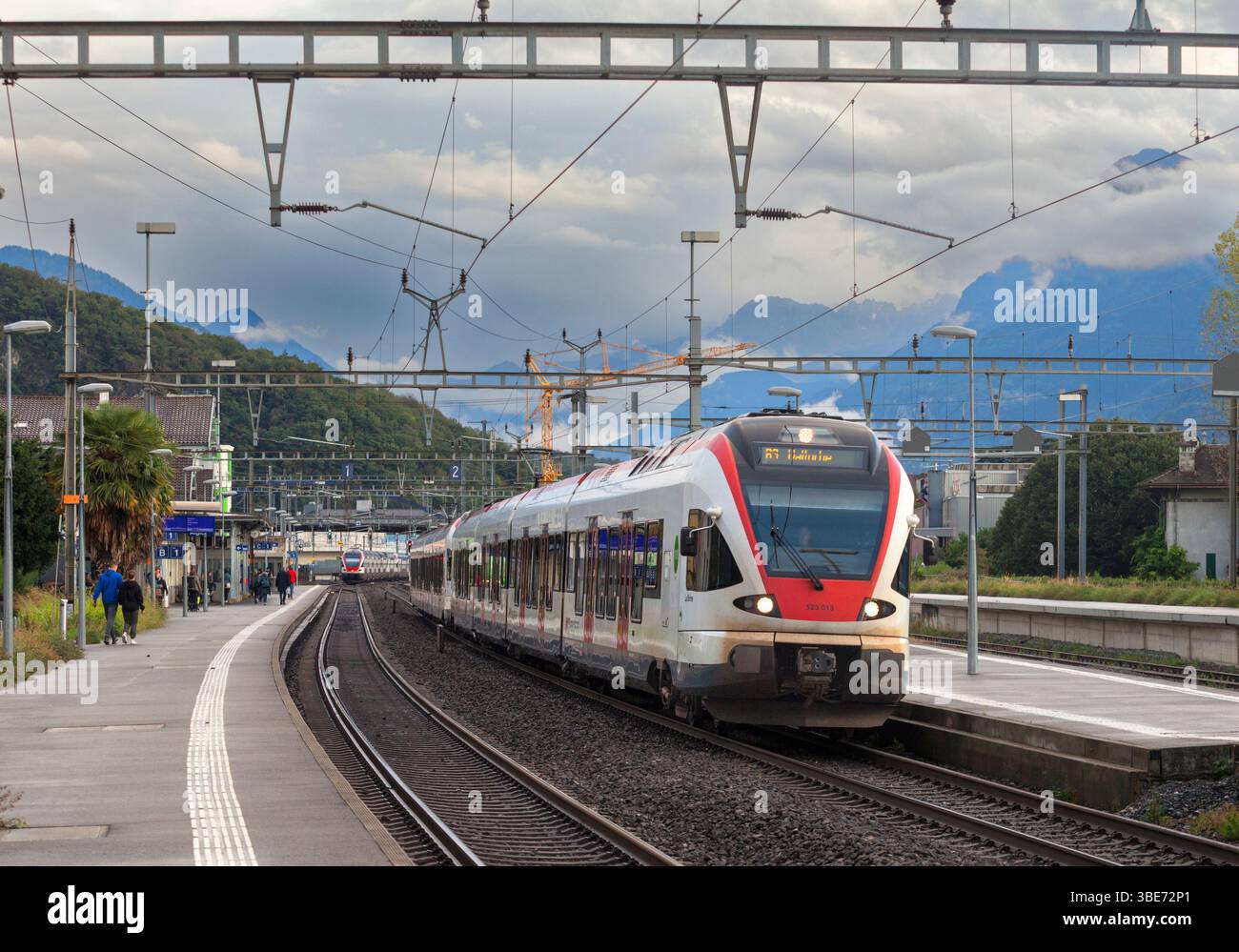 SBB Radbe 511 electric trains calling at AIgle railway station ...
