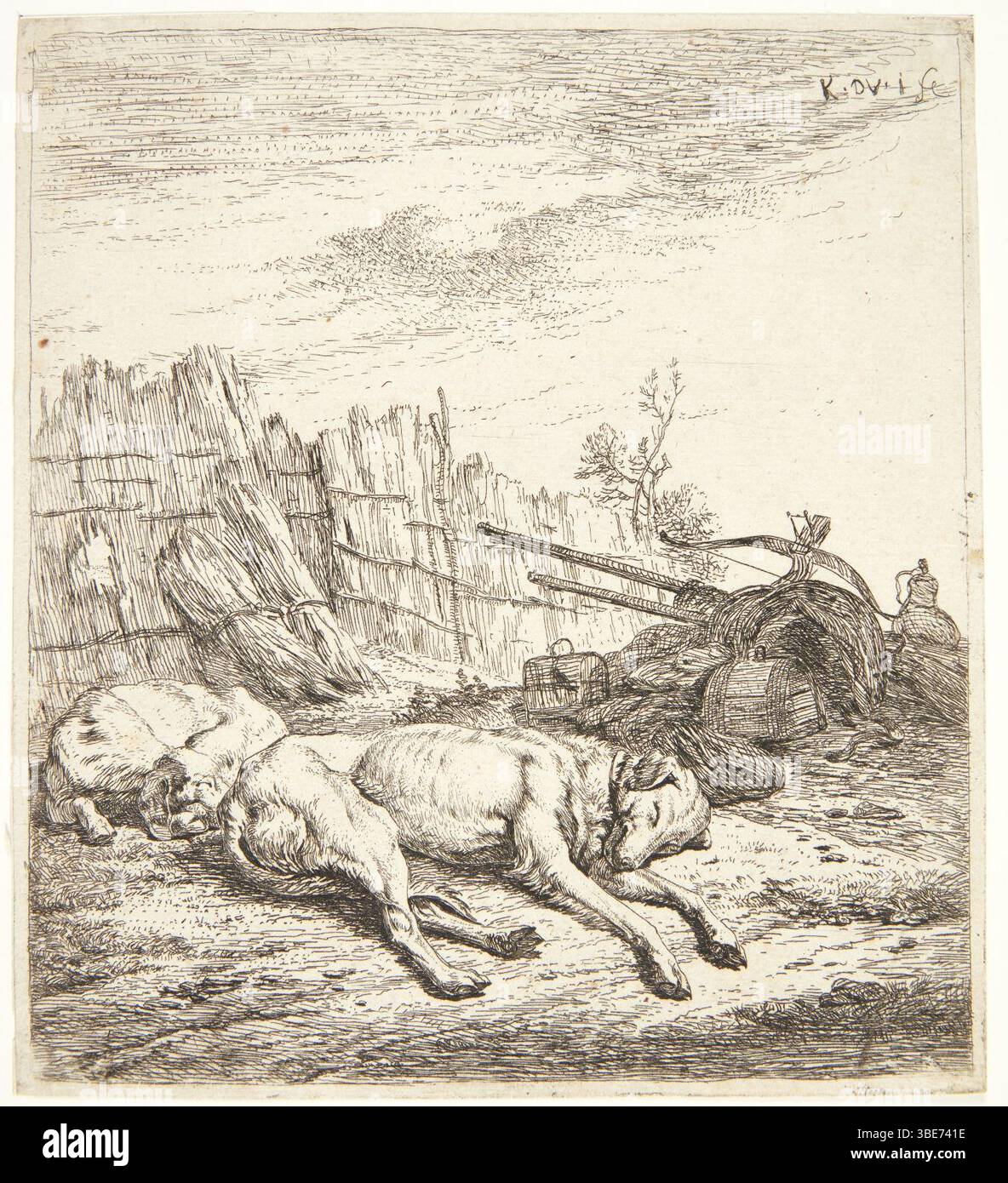 Karel Du Jardin, Sovende jagthunde Stock Photo - Alamy