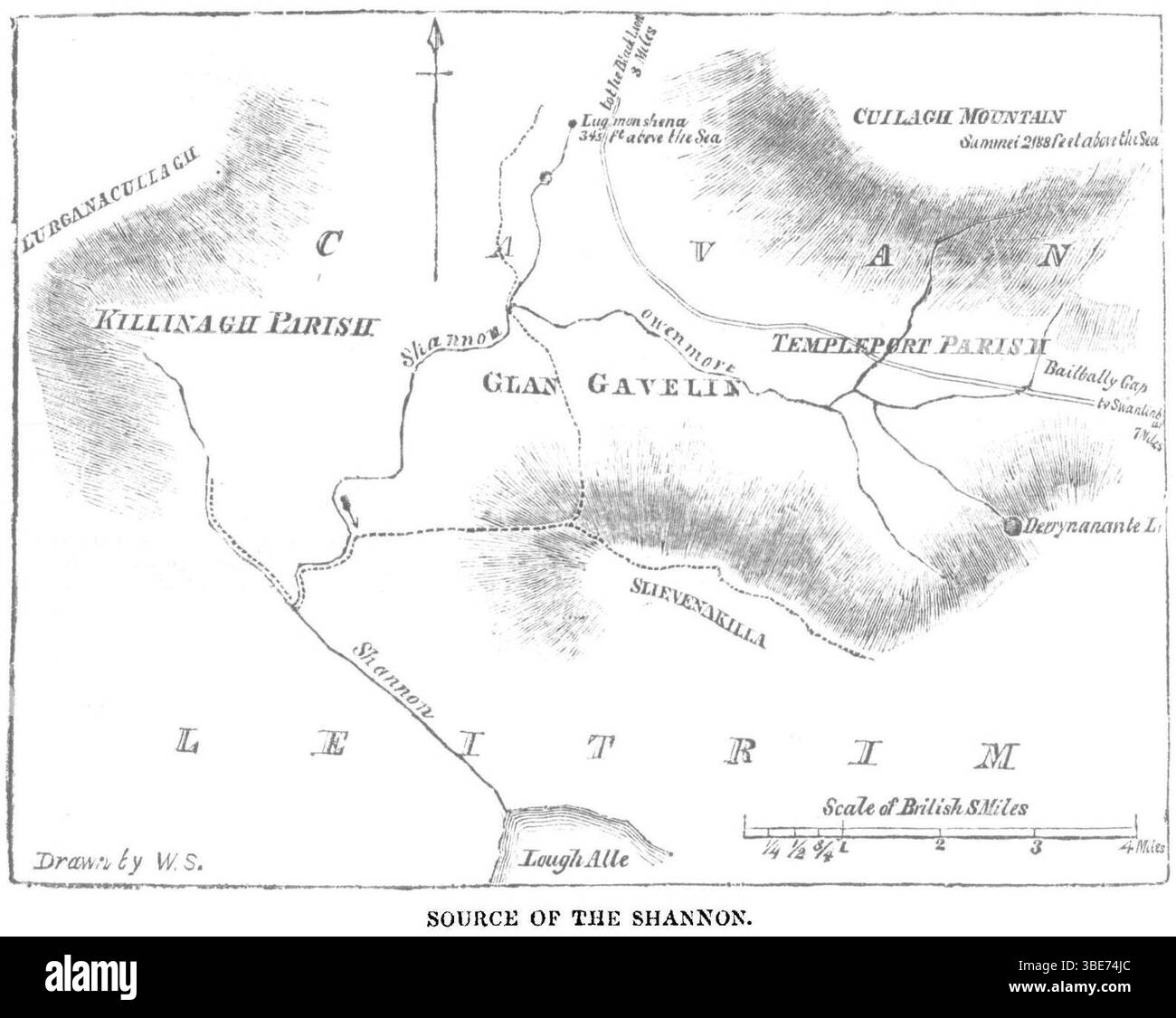 Source of the Shannon, map 1836 Stock Photo - Alamy