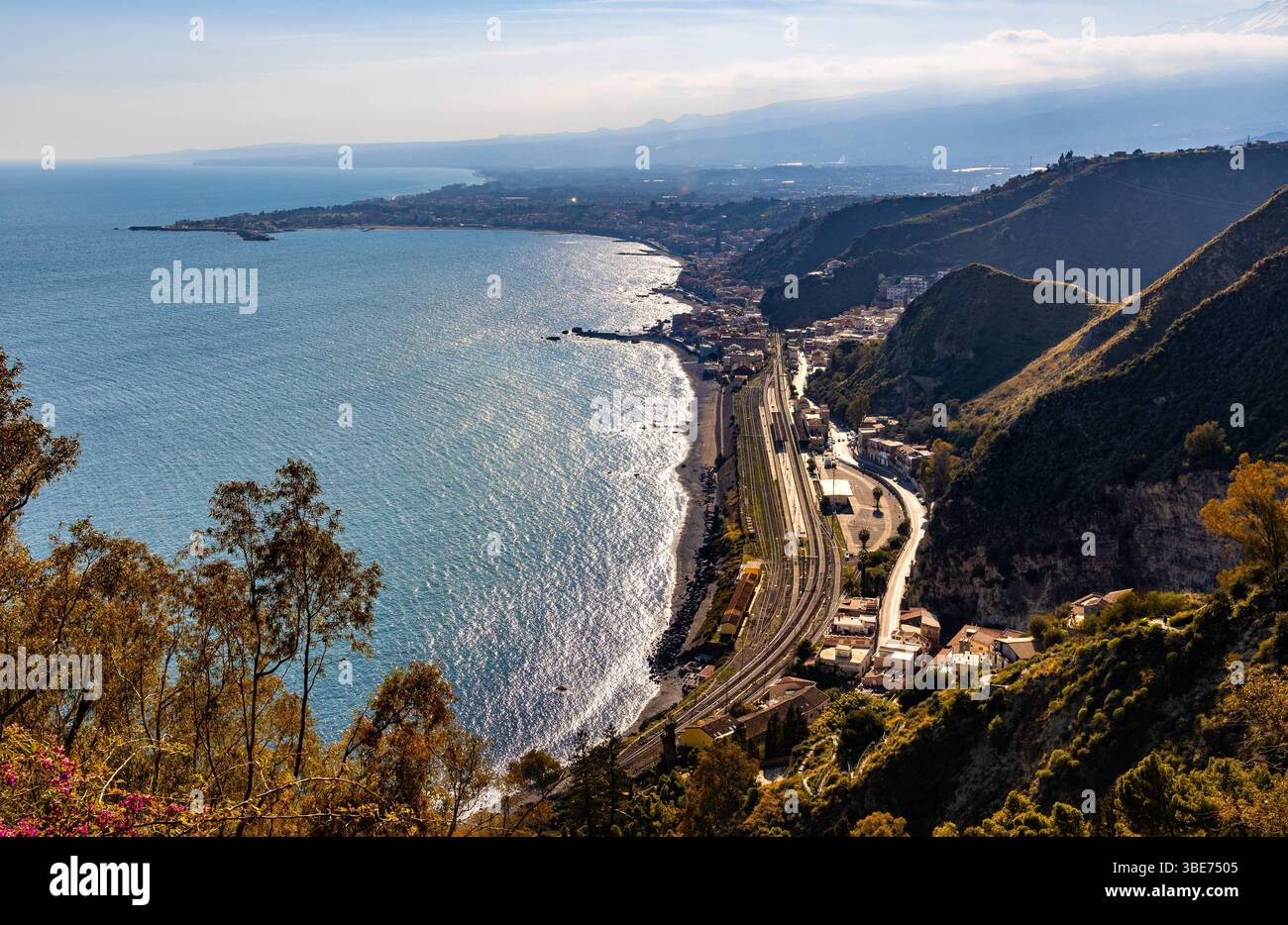 Taormina, Sicily, Italy - February 15, 2023: Panoramic view of Taormina ...