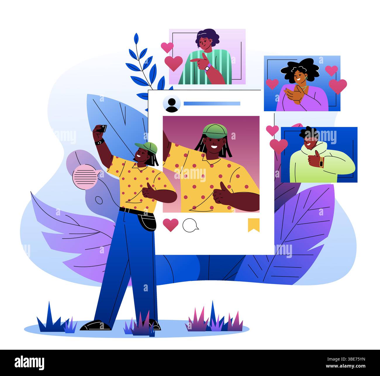 Man takes selfie. Young guy with smartphone taking photo of himself ...