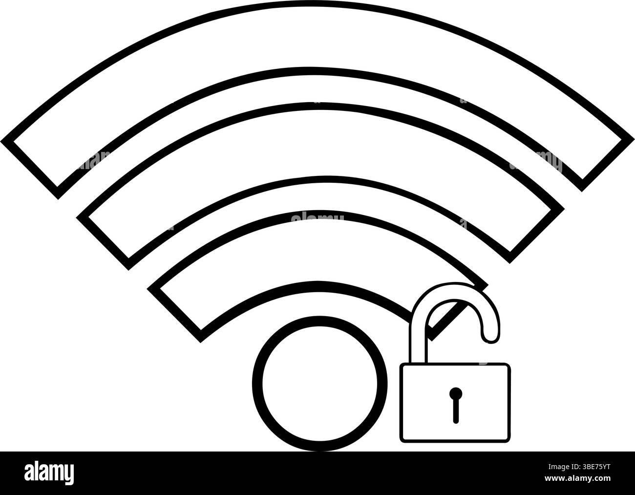 vector illustration drawing black and white icon padlock and wifi ...