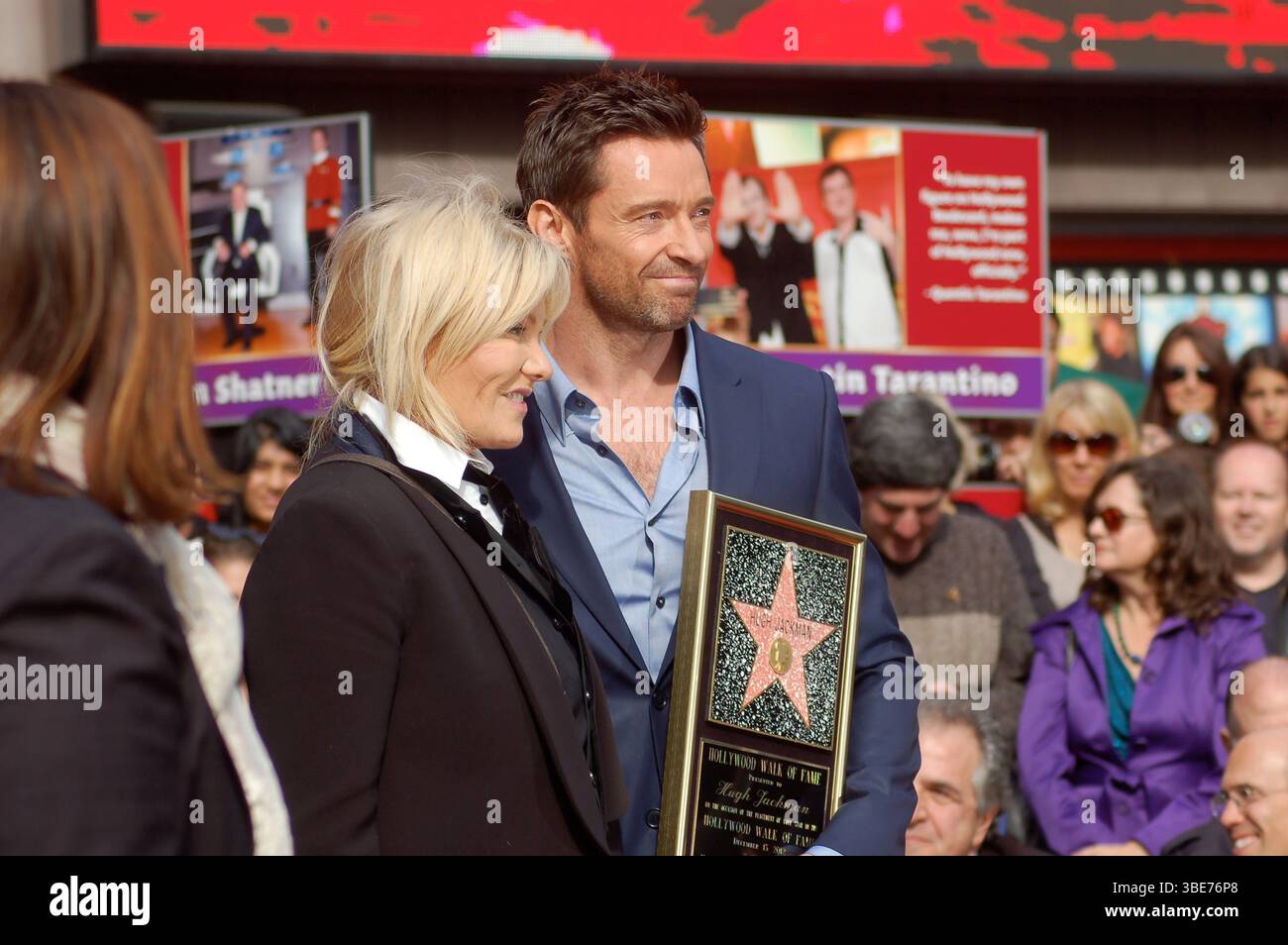 Hugh Jackman with his wife Deborra-Lee Furness at his Hollywood Walk of ...