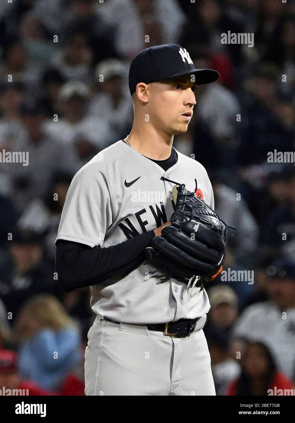 ANAHEIM, CA - MAY 26: New York Yankees pitcher Luke Weaver (30) on the ...