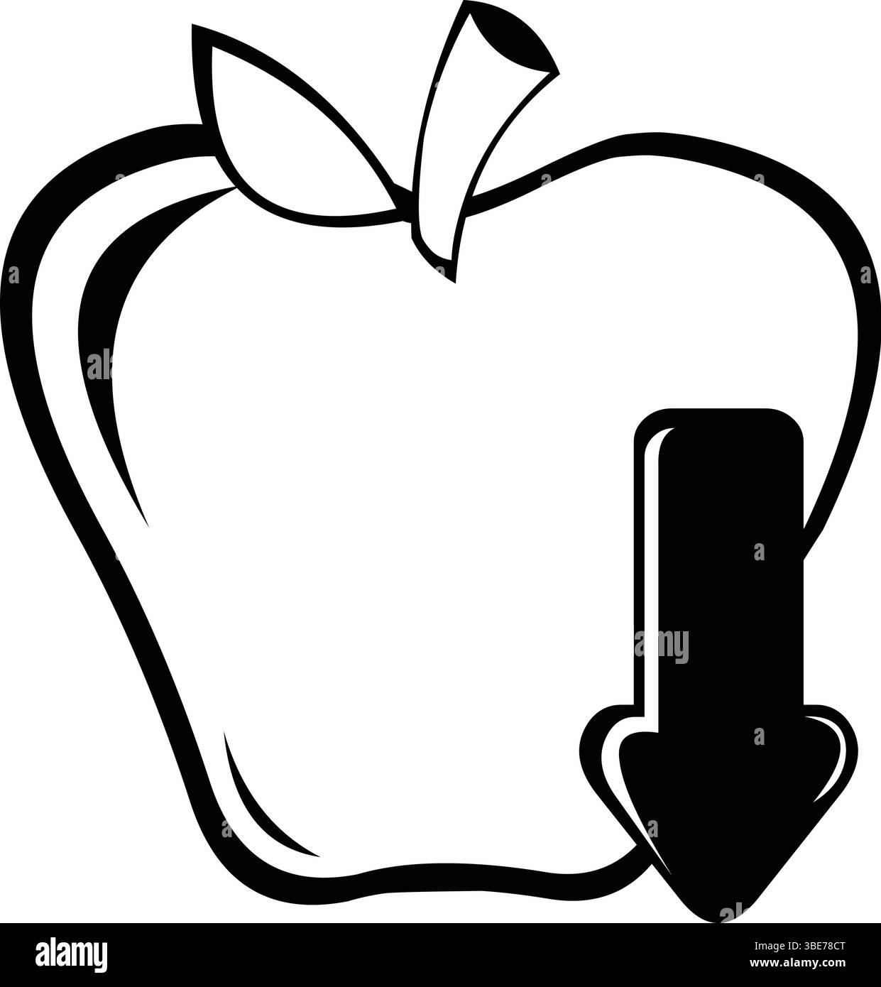 vector illustration drawing black and white icon apple and arrow ...