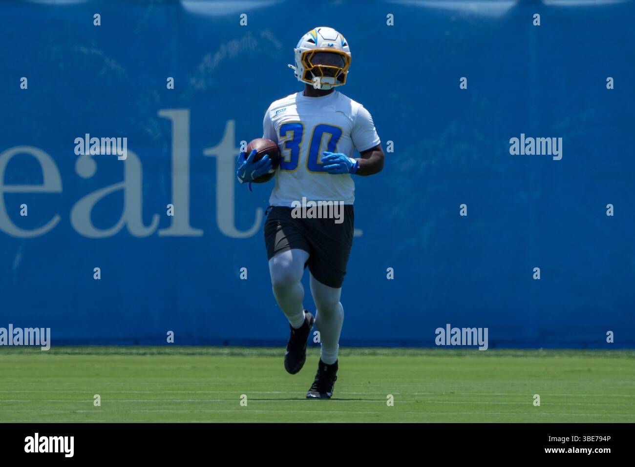 Los Angeles Chargers running back Kimani Vidal (30) during organized ...