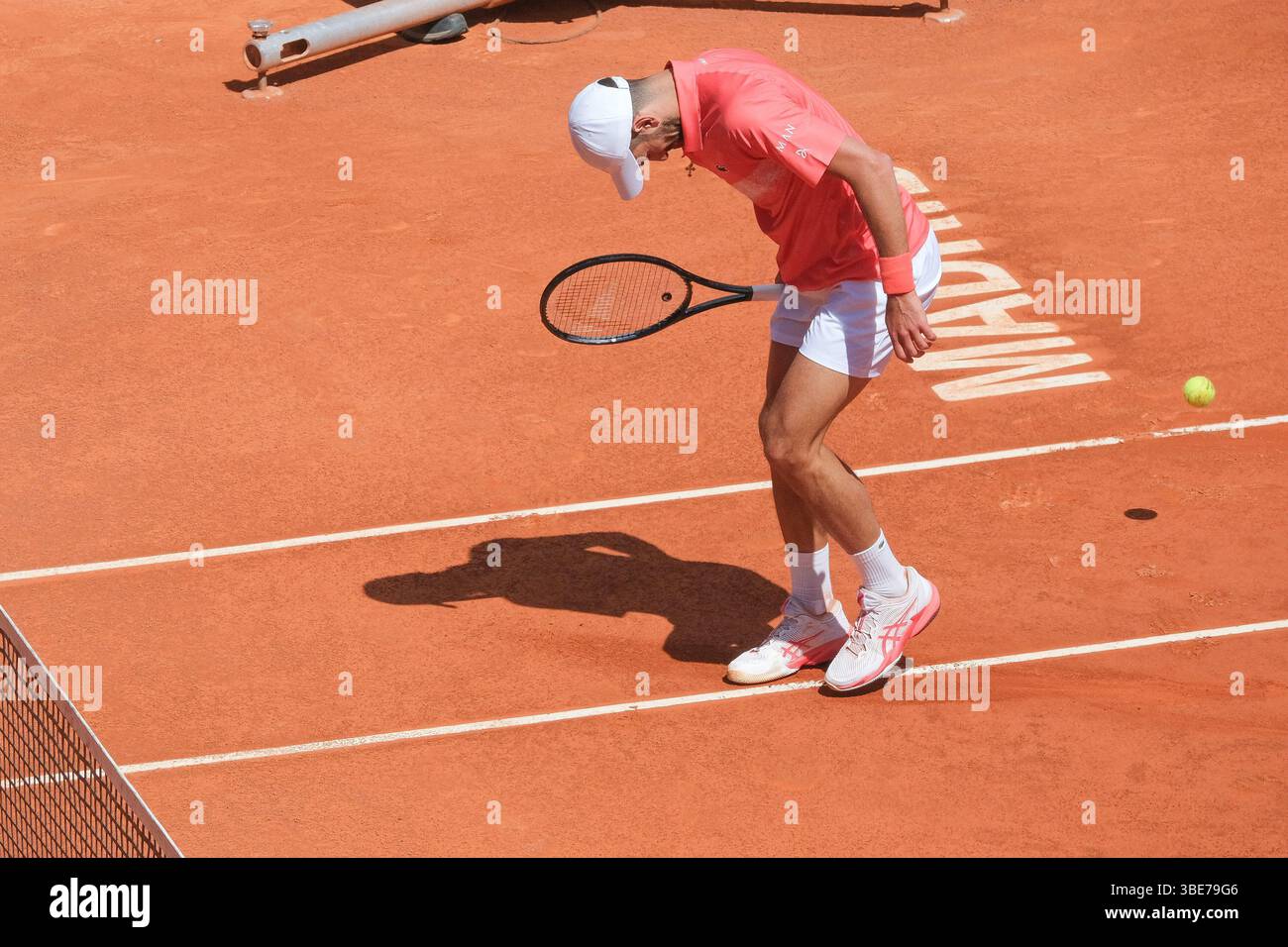 Novak Djokovic of Serbia in action against Matteo Arnaldi the Mutua Madrid Open at La Caja ...