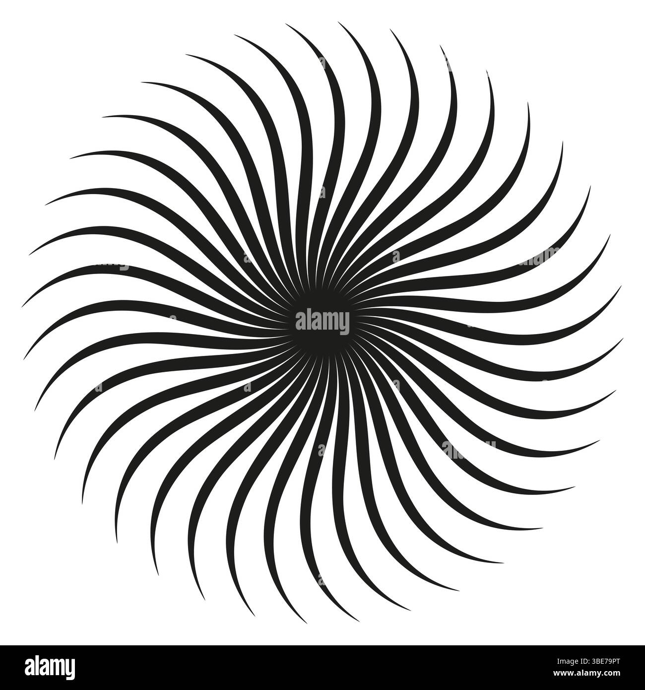 Radial spiral swirl. Abstract sun shape. Bold curved vector. Circular ...