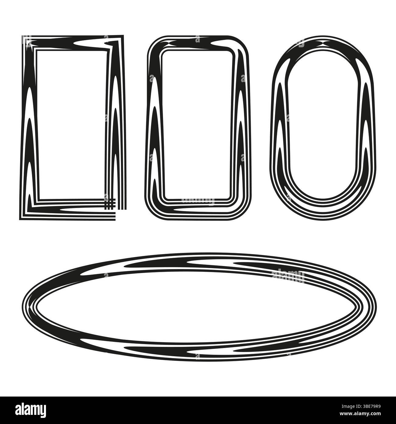 Black Oval Frames Rectangular Outline Design Abstract Shape Borders Vector Frame Collection
