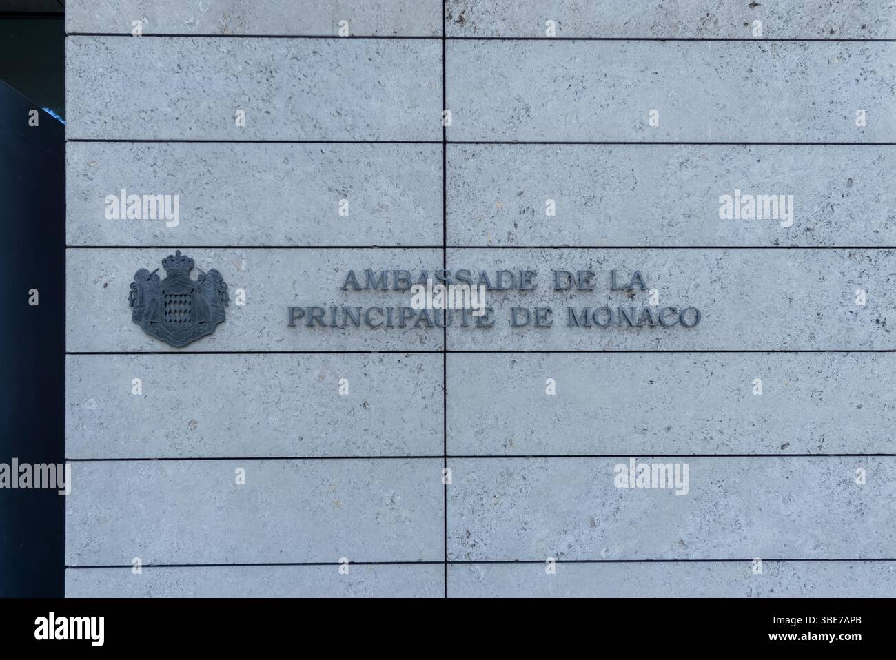 Wall of the Monaco Embassy in Berlin’s diplomatic district, showing the ...