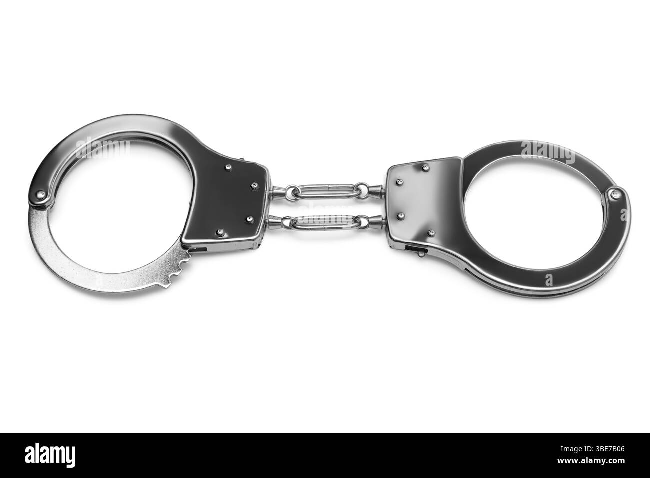 Handcuffs isolated color background Black and White Stock Photos ...