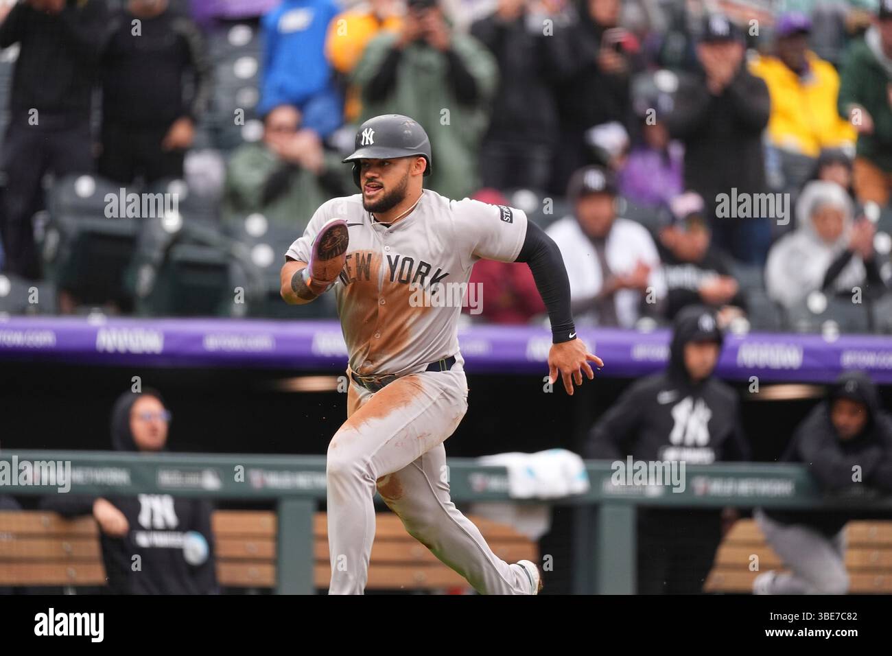 New York Yankees left fielder Jasson Domínguez (24) in the eighth ...