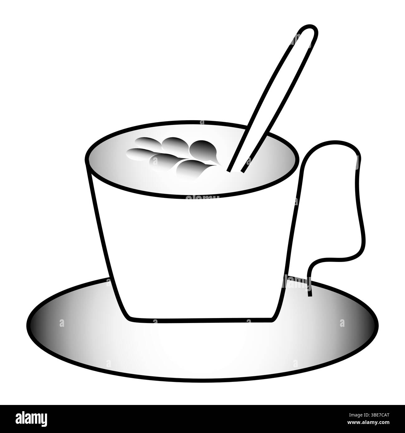 Coffee cup icon. Spoon with beans. Gray shaded fill. Vector ...