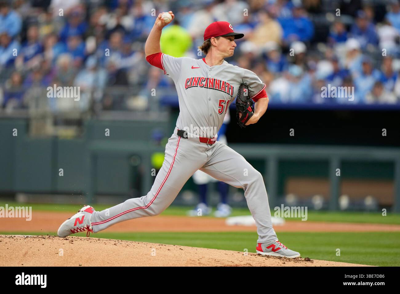 Cincinnati Reds starting pitcher Brady Singer throws during the first ...