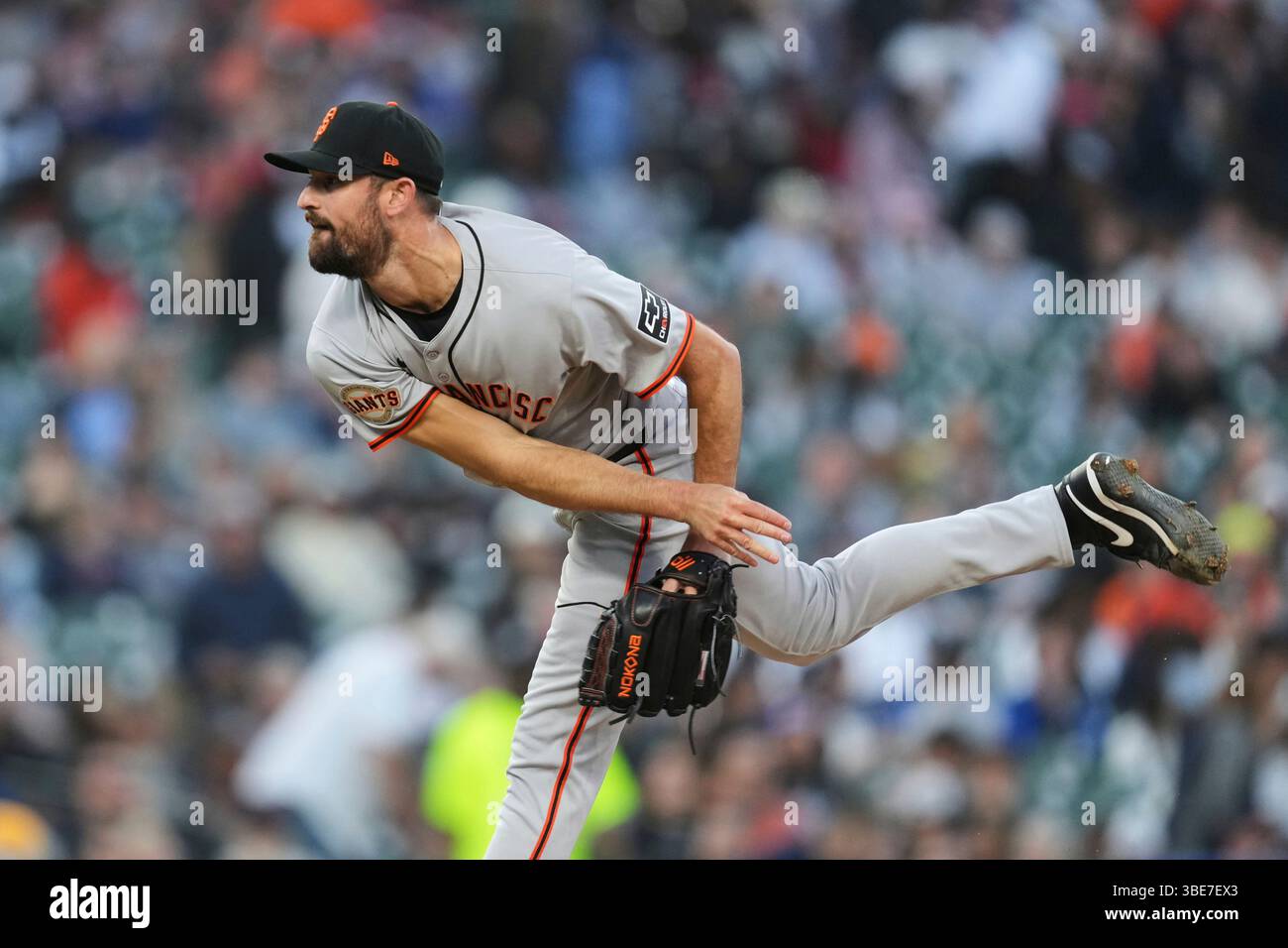 San Francisco Giants pitcher Tristan Beck throws against the Detroit ...