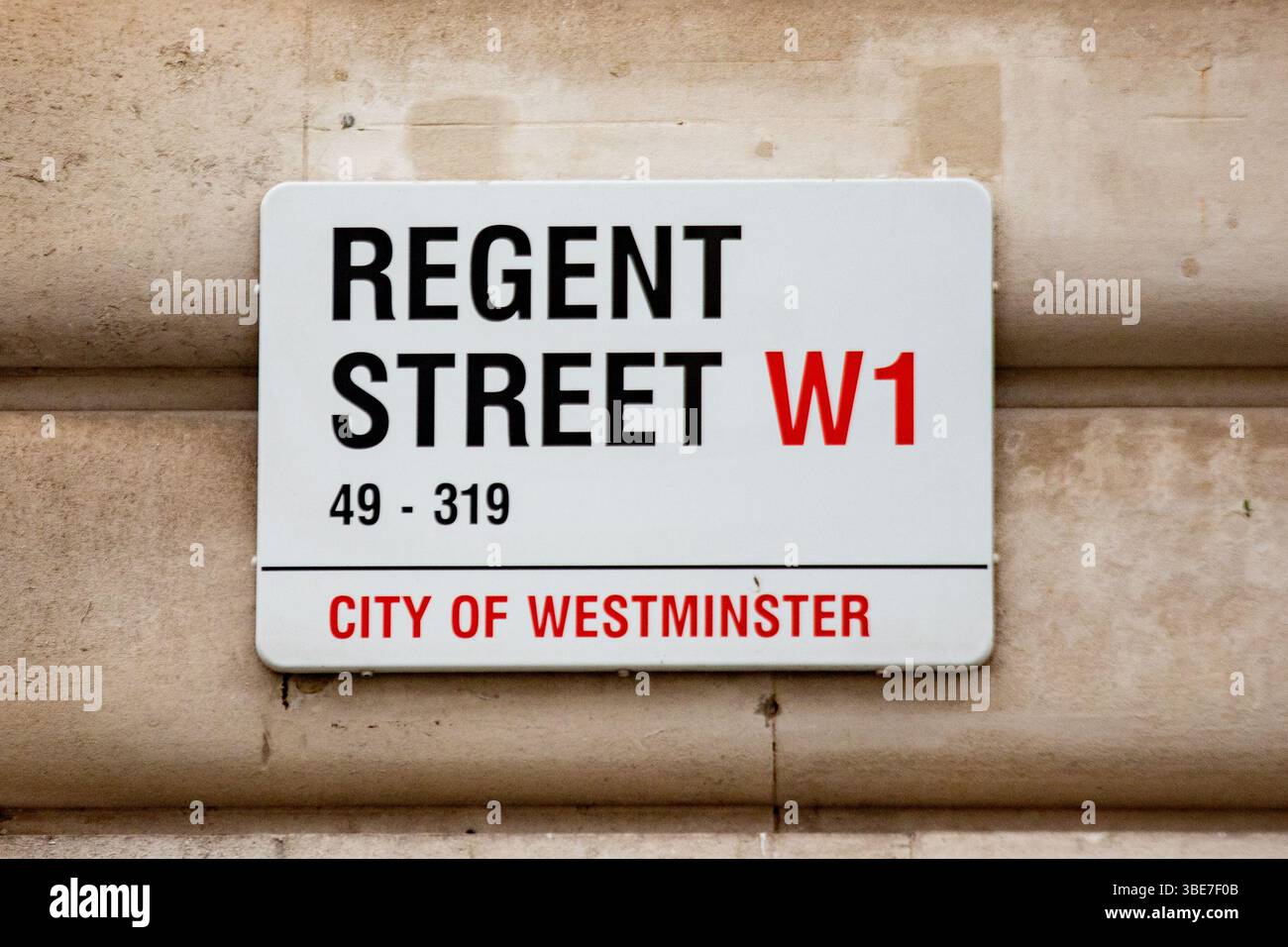 Street sign for Regent Street in the City of Westminster, London ...