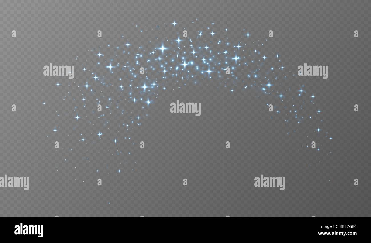 Blue sparkling stars, shiny particles light effect, transparent flying ...
