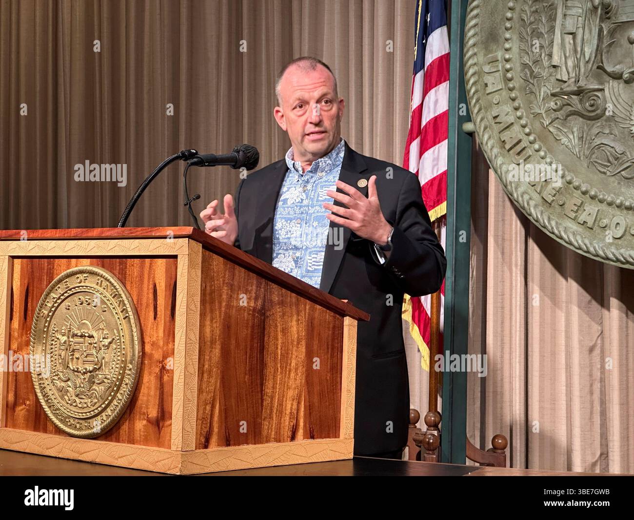 Hawaii Gov. Josh Green speaks in Honolulu on Tuesday, May 27, 2026 ...