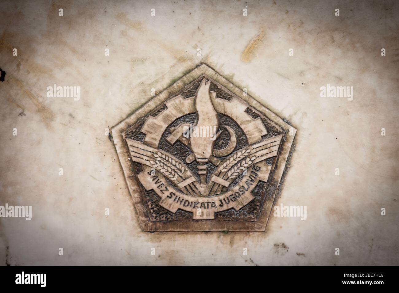 VALJEVO, SERBIA - MAY 15, 2025: plaque in Valjevo shows the pentagonal ...